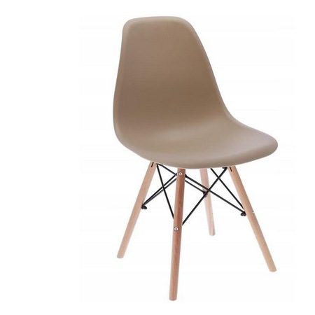 Scaun stil scandinav, plastic, metal, lemn, bej - eMAG.ro