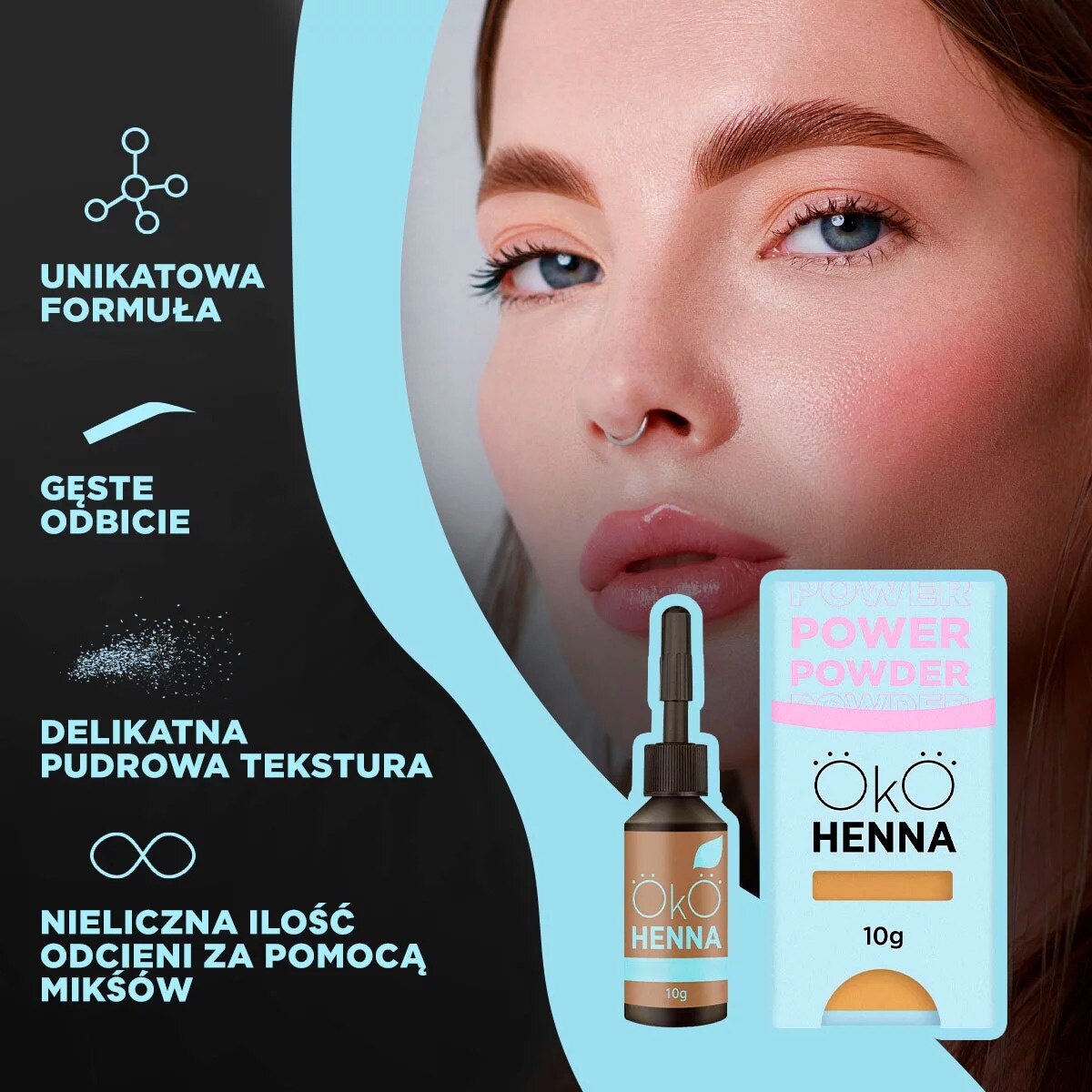 Szemöldök Henna, OKO, Power Powder, 5g, vörösboros árnyalat - eMAG.hu
