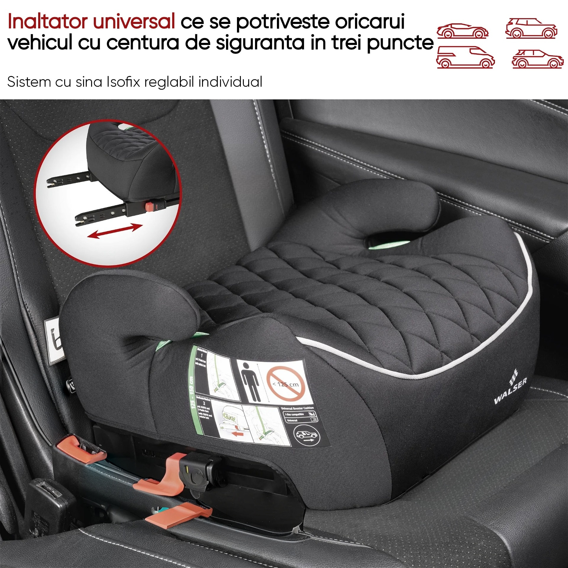 Inaltator auto pentru copii Andy cu ISOFIX Premium, Walser, Testat si ...