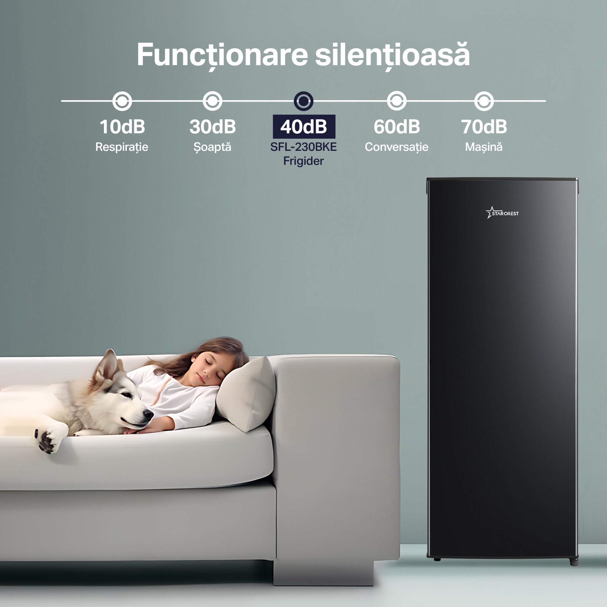 Frigider - Racitor cu o usa STARCREST SFL-230BKE, 230 l, Clasa E ...