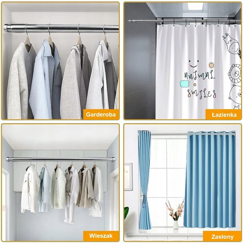 Suport telescopic pentru perdea dus, NASZ SWIAT, metal, 51-100 cm ...