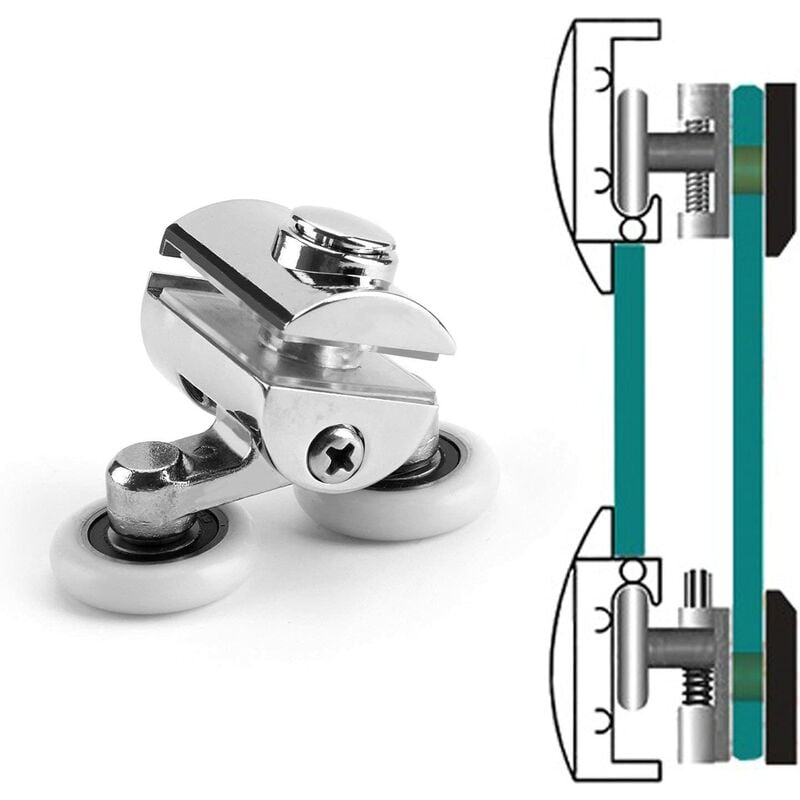 Set 4 roti duble pentru usi de dus, 23mm, metal, pentru cabine de dus ...