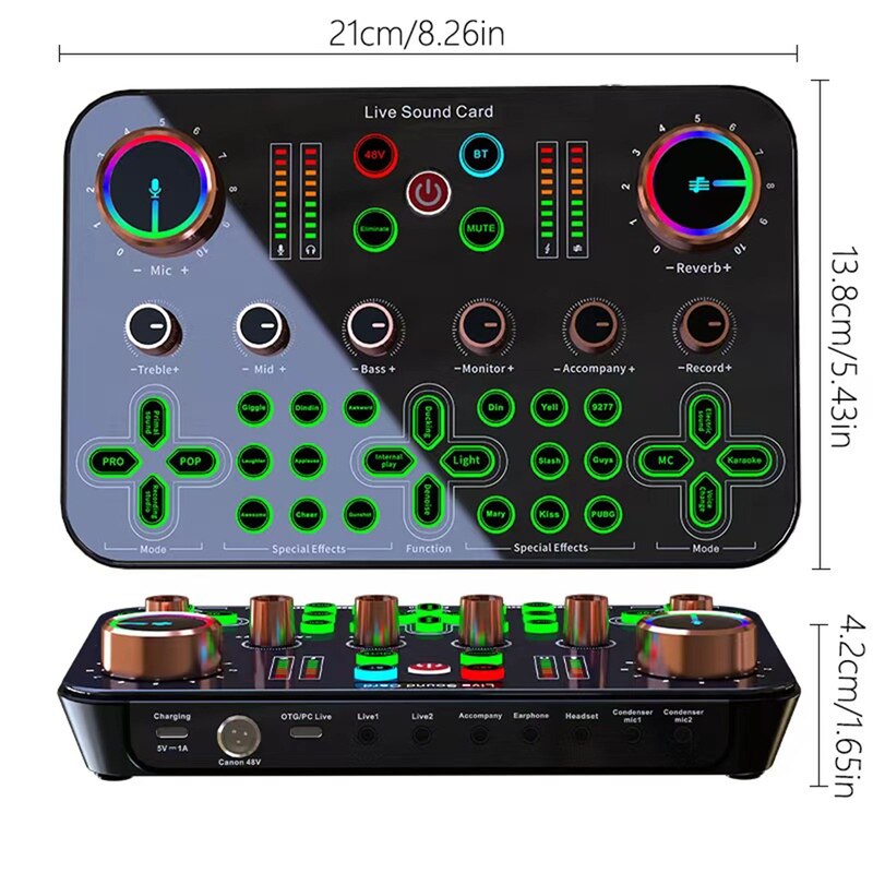 Mixer audio USB Interfata Audio profesional BOMGE K600B, Placa de sunet ...