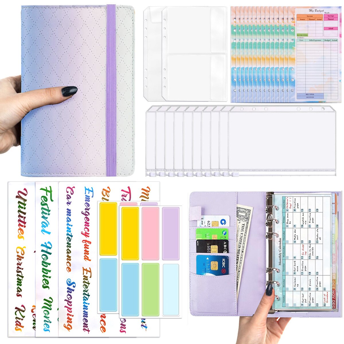 Planner bugetar, set agenda, organizator financiar, 19x13cm, A6, Ombre ...