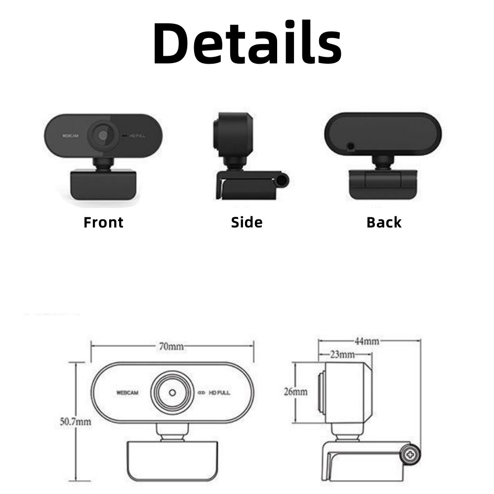 Camera pentru computer HD 1080P, conexiune USB, camera web de ...