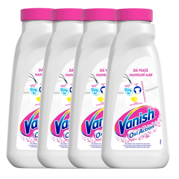 Set 4 x Solutie pentru indepartarea petelor pentru haine albe Vanish ...