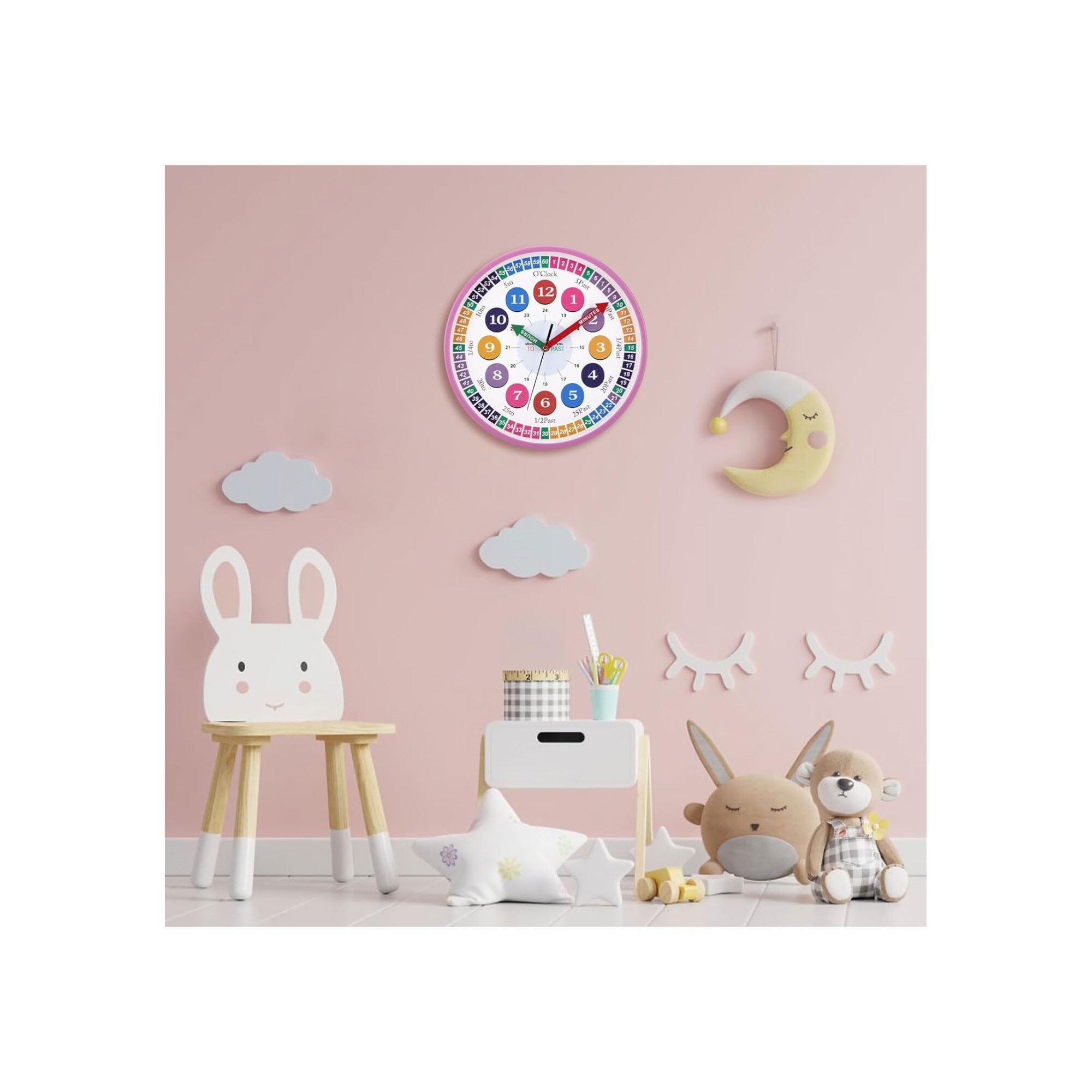 Ceas decorativ silentios "Invatam ceasul", Ideal pentru camera copiilor ...