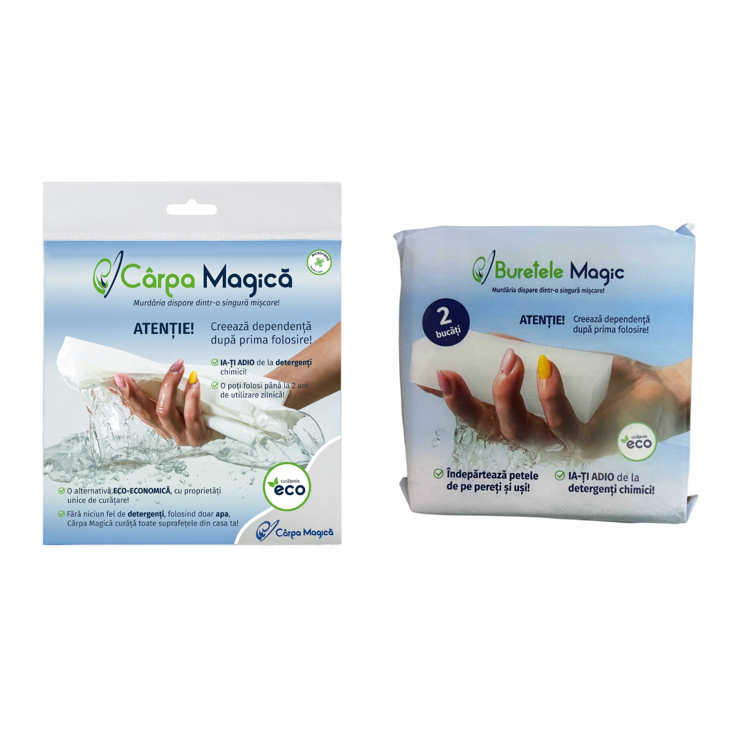 Pachet 1 x Carpa Magica, Laveta Microfibra Eco 40x40 cm si 2 x Burete ...