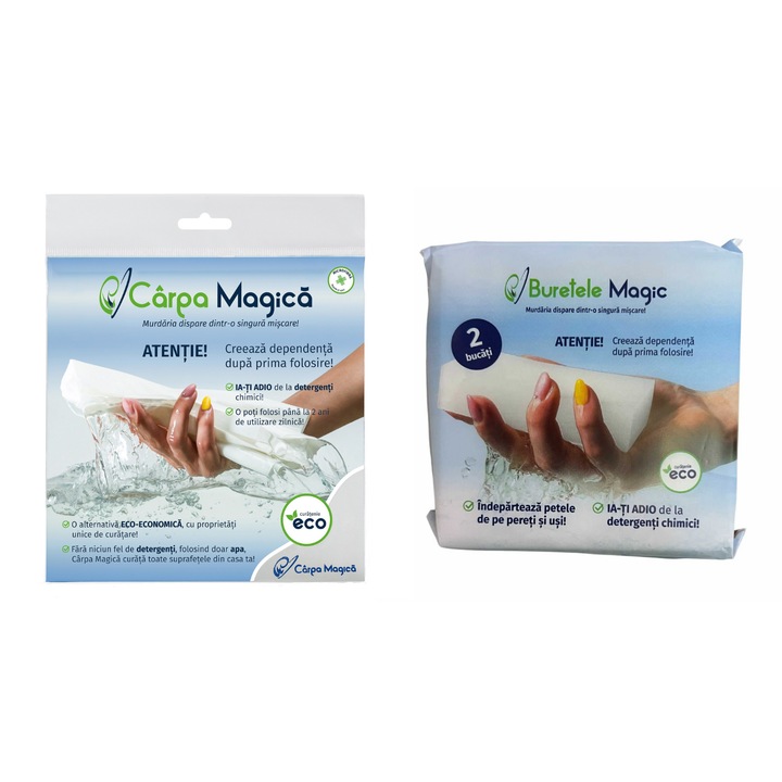 Pachet 1 x Carpa Magica, Laveta Microfibra Eco 40x40 cm si 2 x Burete ...