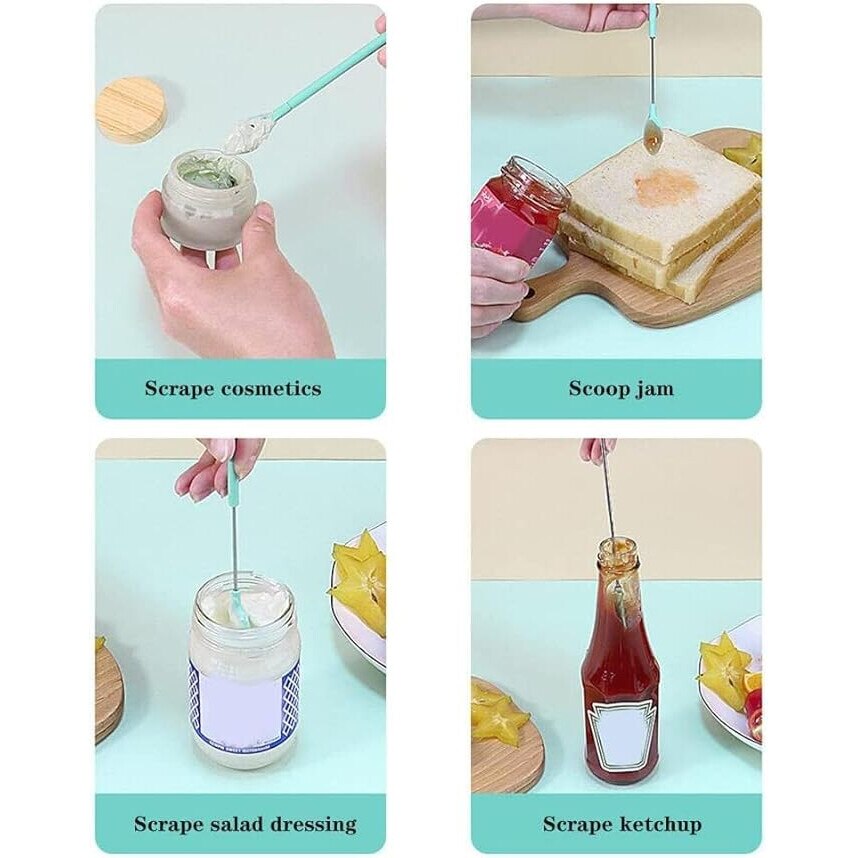 Set mini spatula/lingura telescopice, Inox/Silicon, Albastru deschis ...