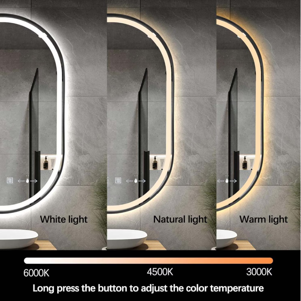 Oglinda Baie LED Touch Rainer, cu functie Dezaburire, Ceas si ...