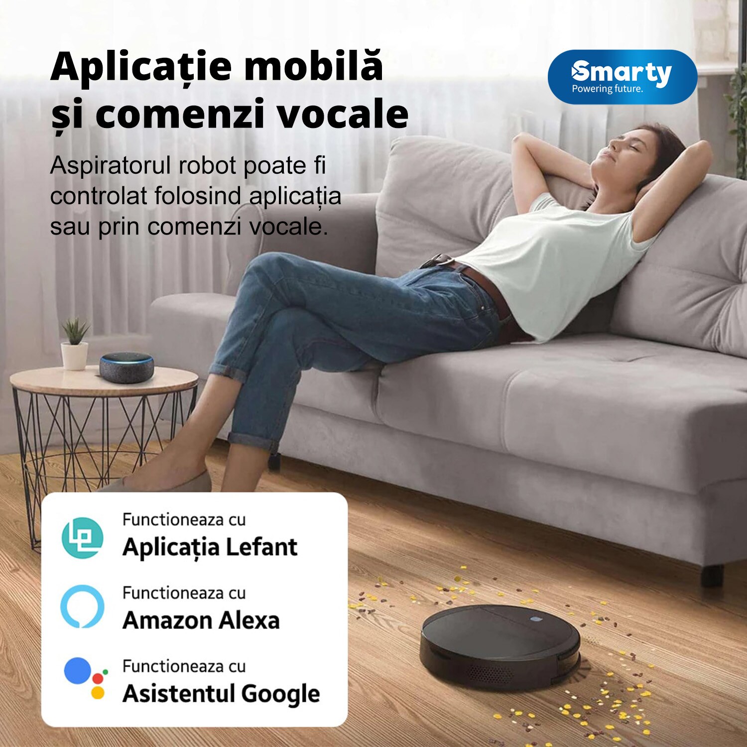 Aspirator robot Smarty LefantProM-Wide Clean, 4 functii de curatare ...