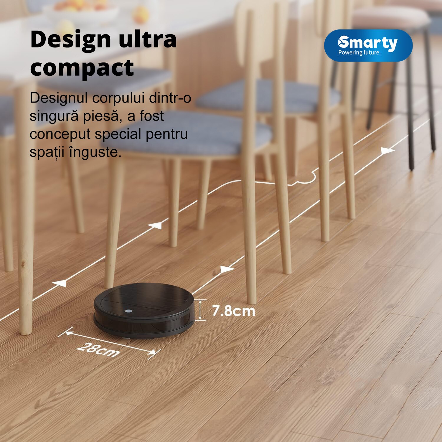 Aspirator robot Smarty LefantProM-Wide Clean, 4 functii de curatare ...