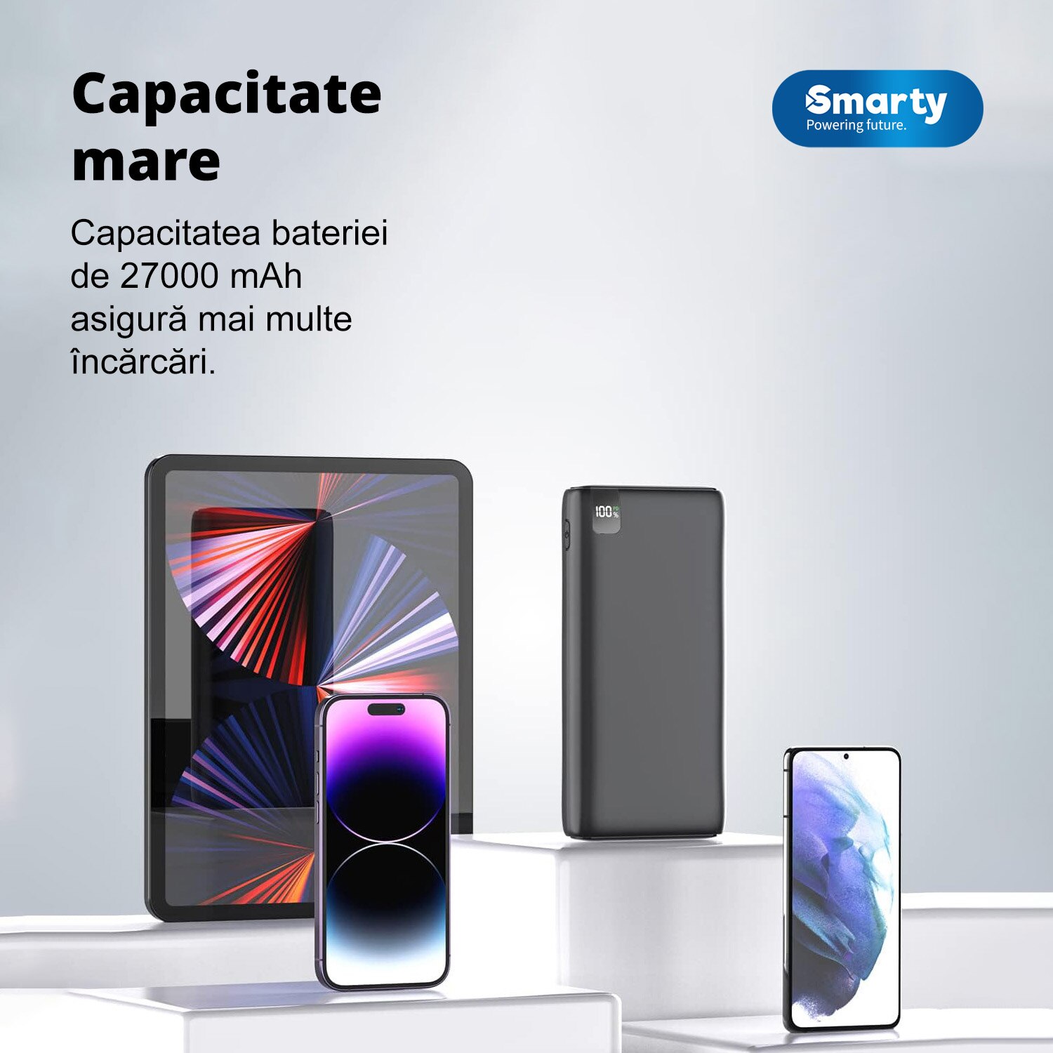 Baterie externa Smarty, HLKey2 Boost Pro, 27000mAh, Incarcare rapida 22 ...