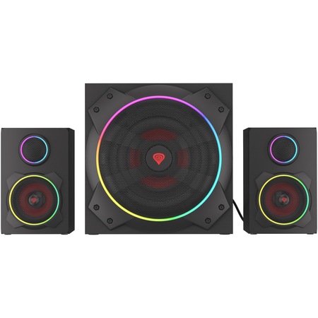 Boxe Gaming Genesis HELIUM 800BT, 60W, 2.1 Bluetooth, Cutie lemn, RGB ...