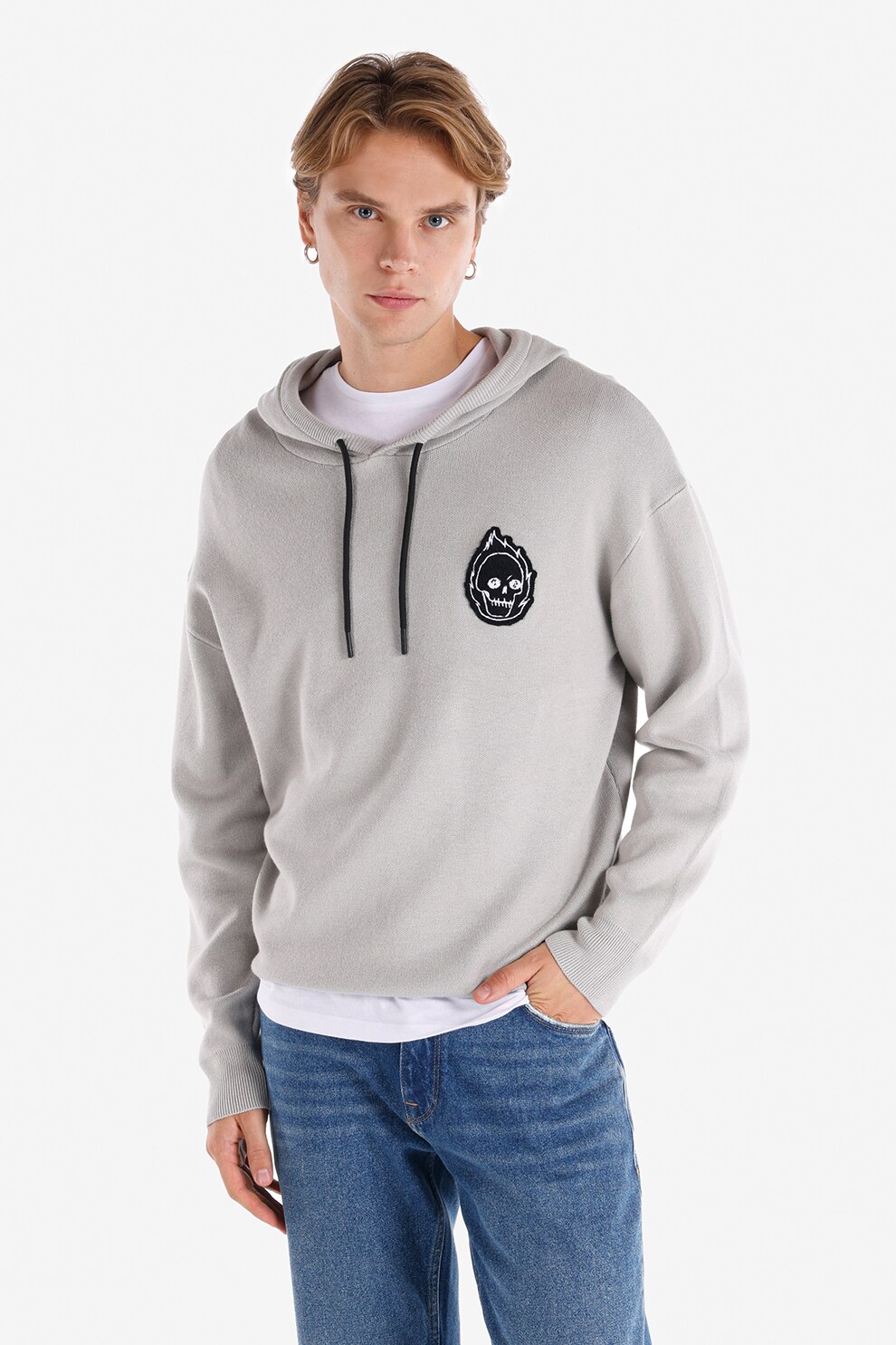 COLIN'S, Hanorac regular fit cu design grafic, Gri cenusiu, L - eMAG.ro