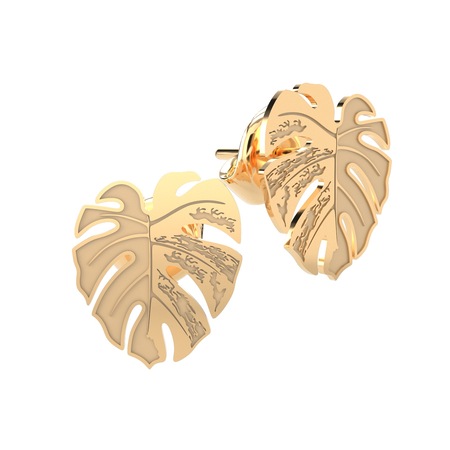Cercei din aur galben 14K Monstera - eMAG.ro