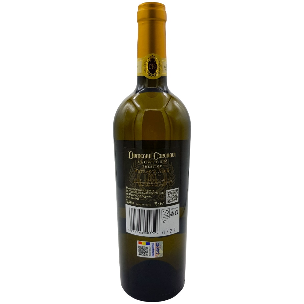Vin Domeniul Coroanei Segarcea Prestige Feteasca Alba Sec D.O.C. 12.5% ...