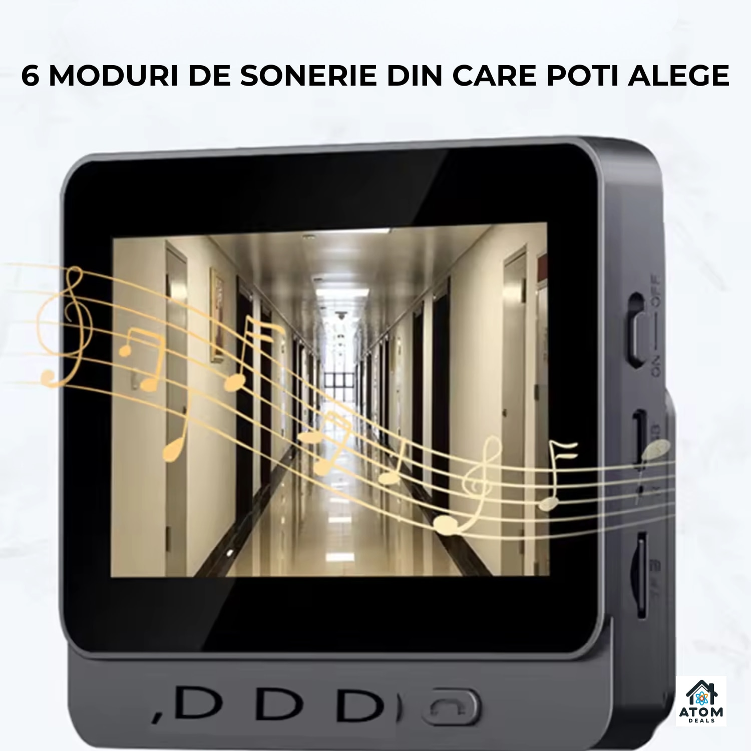 Sonerie video ATOM DEALS®️, interfon bidirectional, ecran IPS 4.3 ...