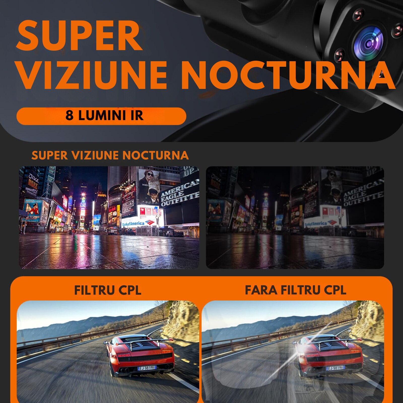 Camera Auto DVR, 4 Canale, Conexiune GPS si WIFI, Inregistrare in ...