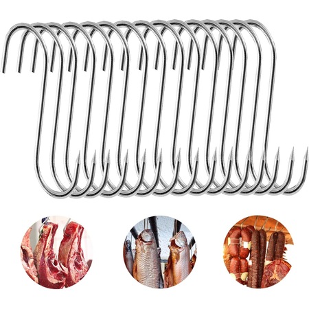 Set 30 carlige pentru macelarie sau afumatoare carne eBA®, Tip S, 15 cm ...