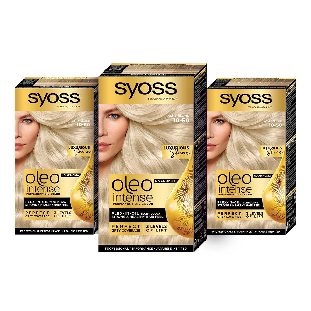 Pachet: 3 x Vopsea de par permanenta fara amoniac Syoss Color Oleo ...