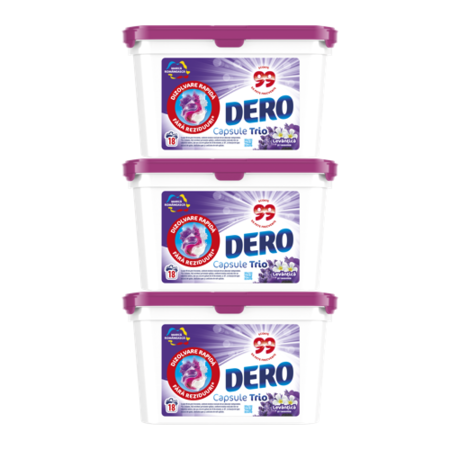 Detergent de rufe capsule Dero Levantica si Iasomie, 3 x 18 buc, 54 ...
