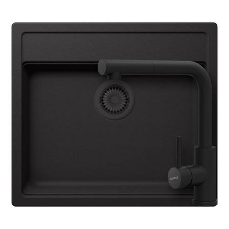 Kit chiuveta bucatarie Schock Nemo N-100 570 x 510 mm Cristalite Nero cu parti vizibile negru si ...