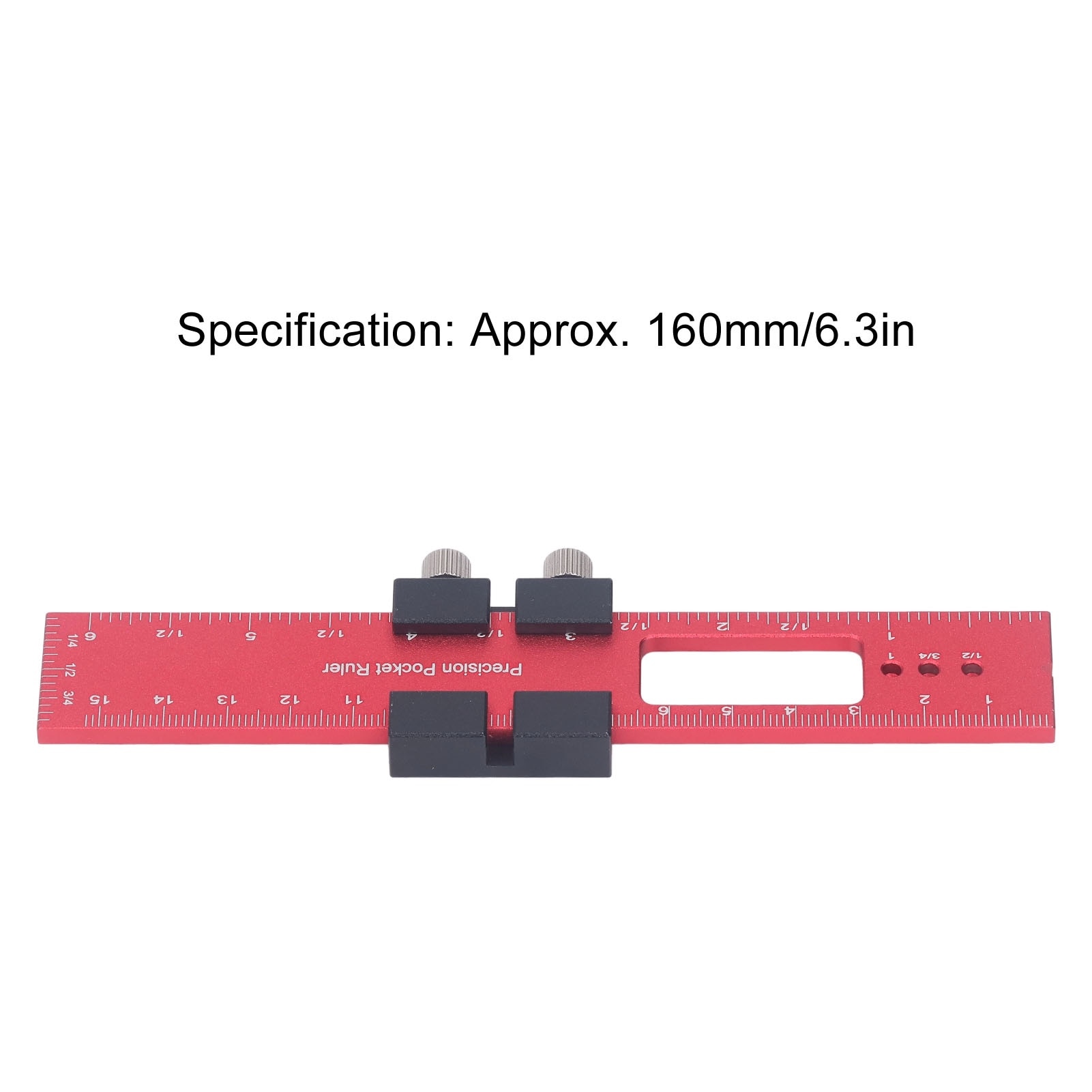 Ruler de tamplarie Enforose 160mm, aluminiu, rosu si negru, cu opritor ...