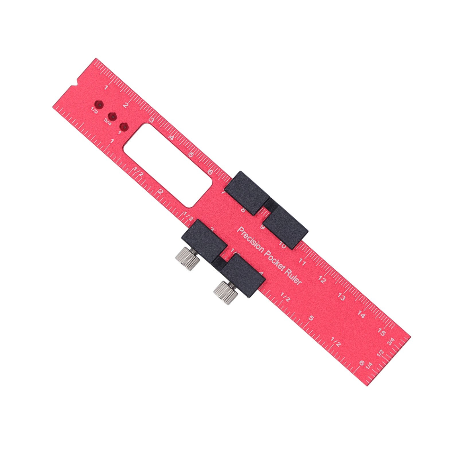 Ruler de tamplarie Enforose 160mm, aluminiu, rosu si negru, cu opritor ...