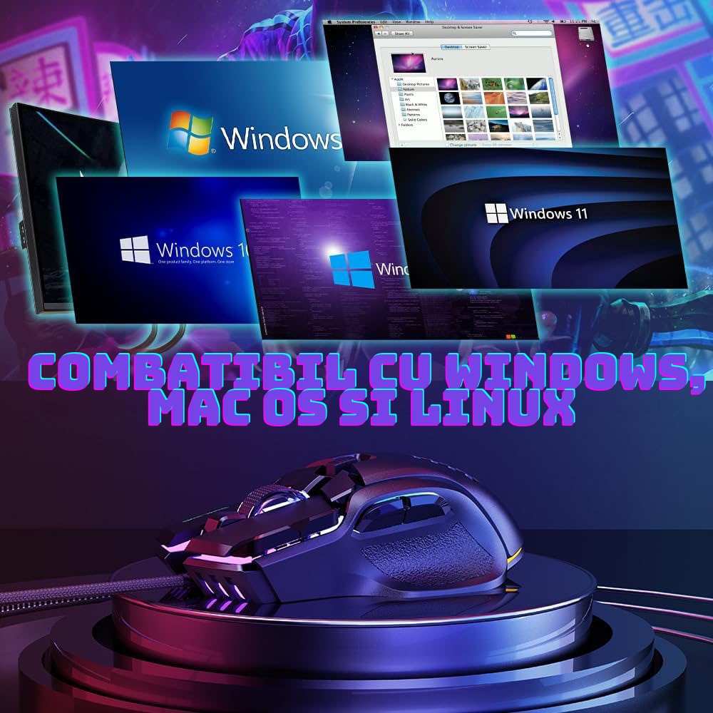 Mouse RGB, Gaming & Office, Compatibilitate Windows, Mac OS, Linux, 6 ...