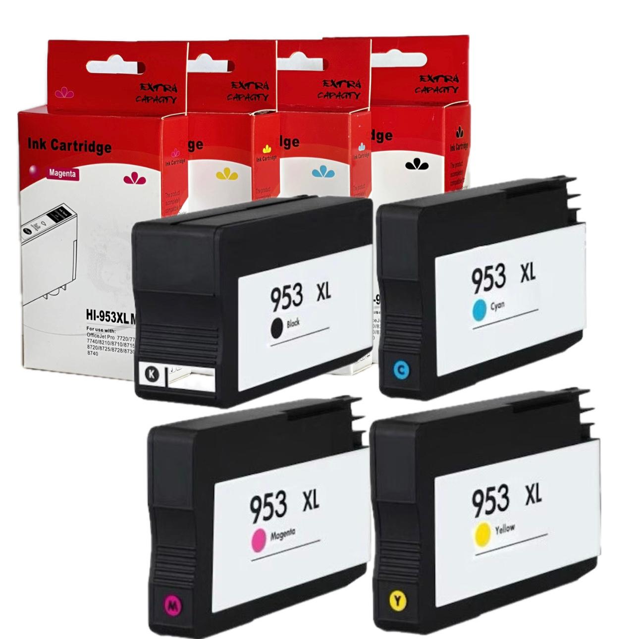 Set 4 cartuse cerneala compatibil 953XL Black 50ml, Cyan/Magenta/Yellow ...