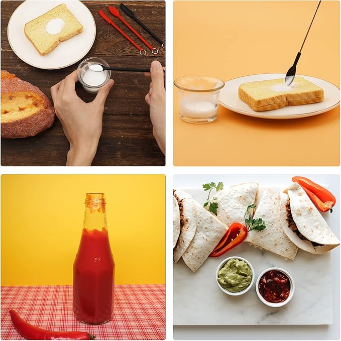 Set spatule telescopice si linguri din silicon, 2 spatule si 2 linguri ...