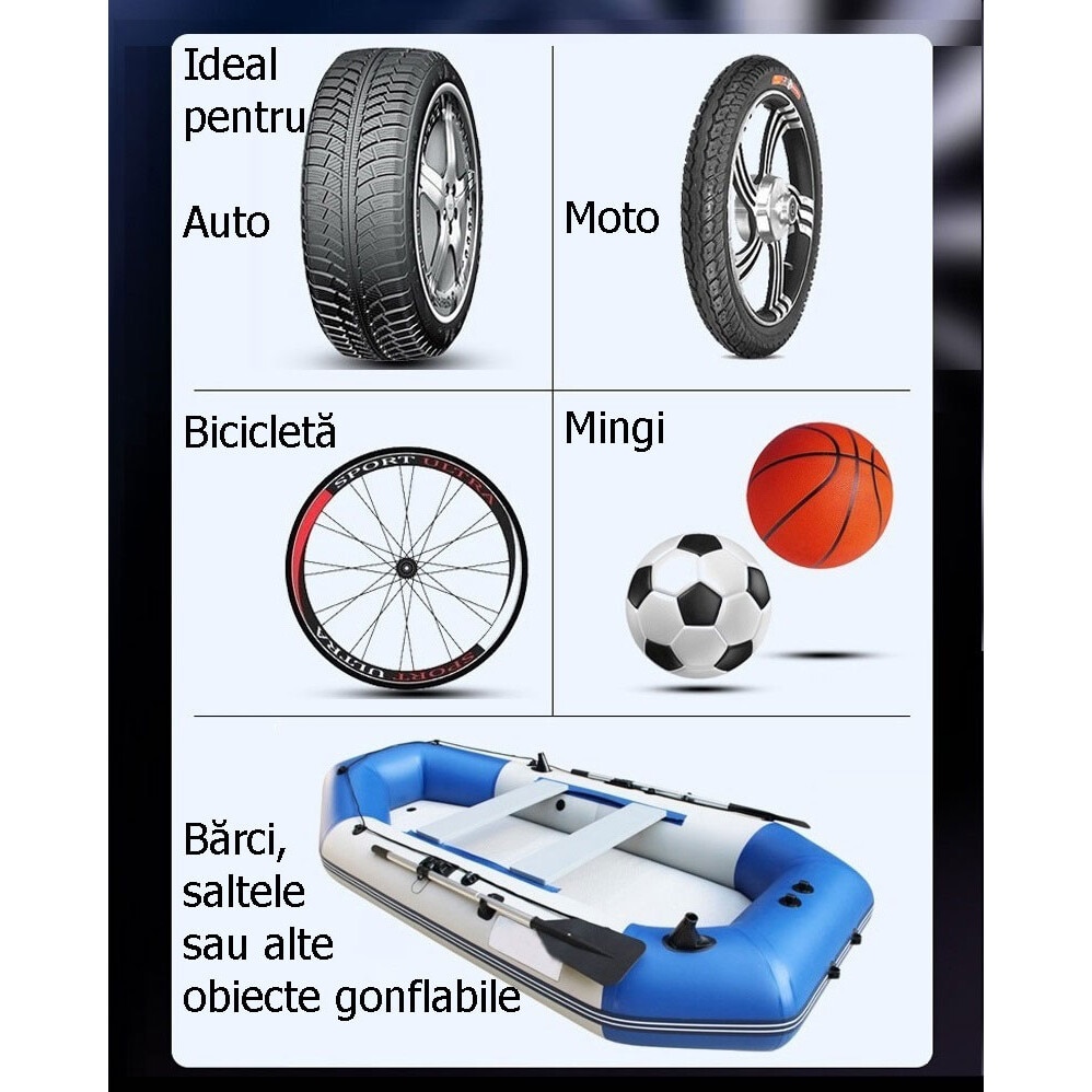 Compresor auto 3 in 1 ESensio® S027, baterie 6000 mAh, power bank ...