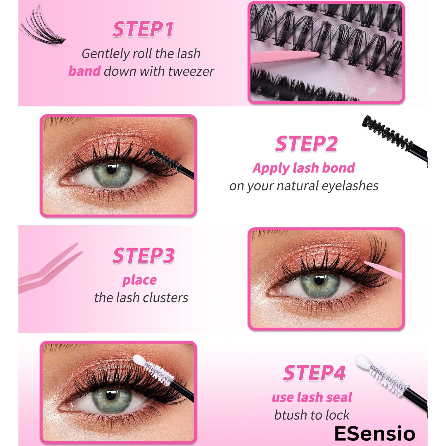 Gene false individuale tip smoc ESensio® 280L, 280 lashes, 30P, cu ...