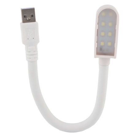 Veioza portabila 24cm, 8 LED-uri, alb, USB, ajustabil 360° - eMAG.ro