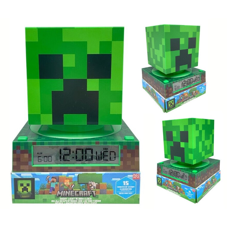 Lampa cu ceas cu alarma 3D Minecraft - eMAG.ro