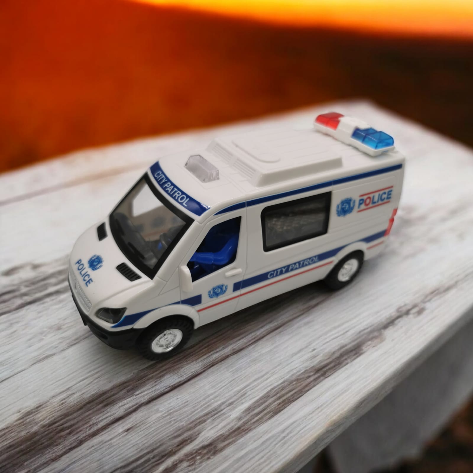 Masina Dubita de Politie cu baterii Vision XXI, 4788B, 19 cm, cu lumini ...