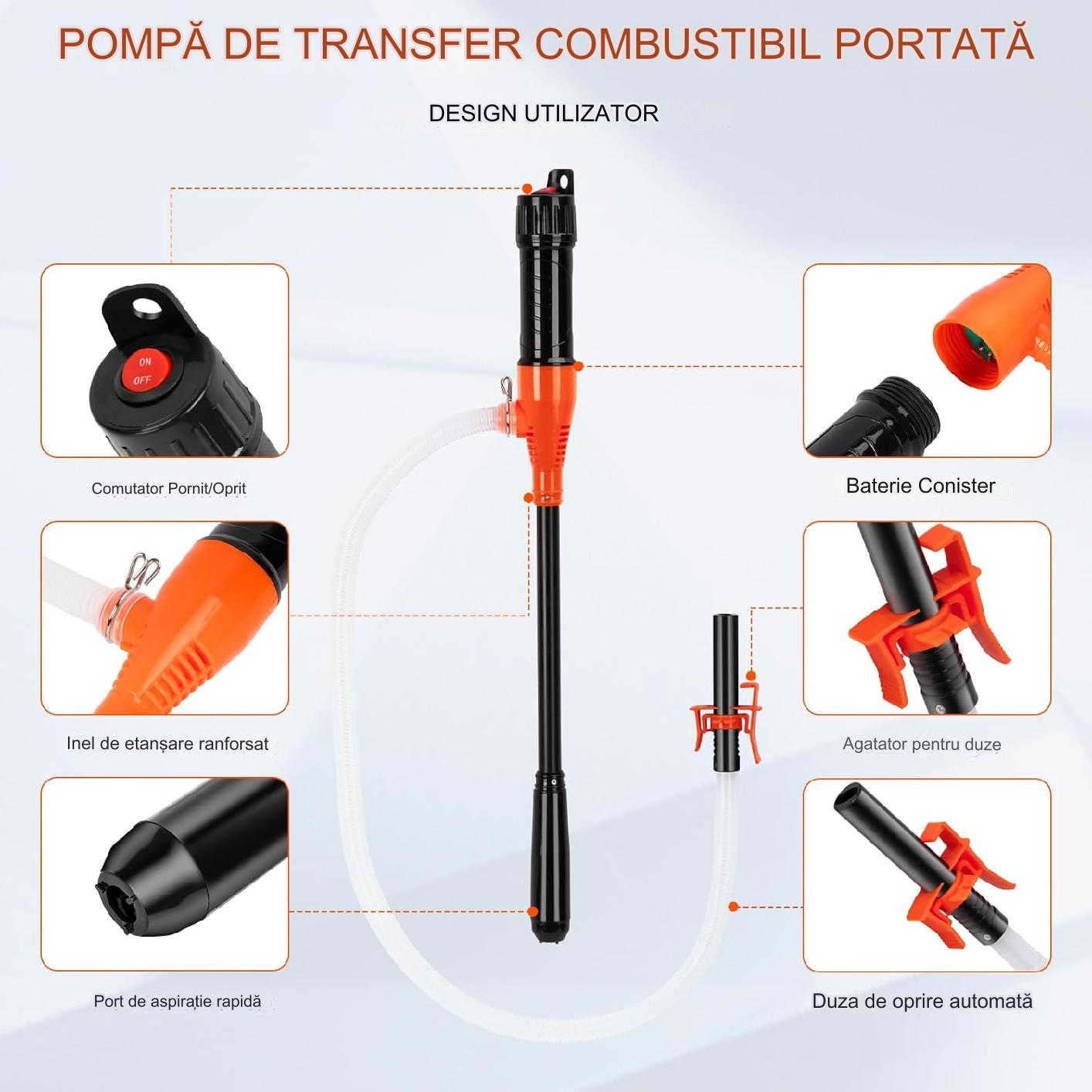 Pompa de transfer portabila Pompa electrica de sifon cu baterie pentru ...
