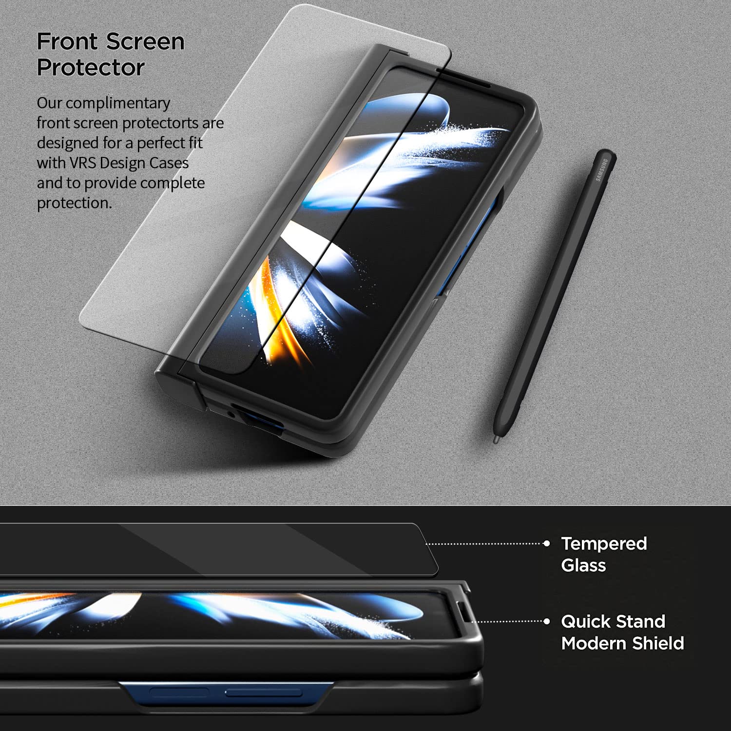Set Husa de Protectie Samsung Galaxy Z Fold 6, Folie de Ecran si Stilou ...