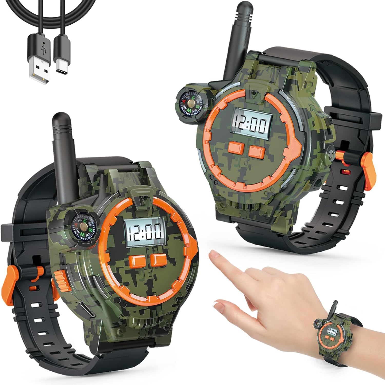 Set 2 statii Walkie Talkie pentru copii, Hesasa®, Antena si Lanterna ...