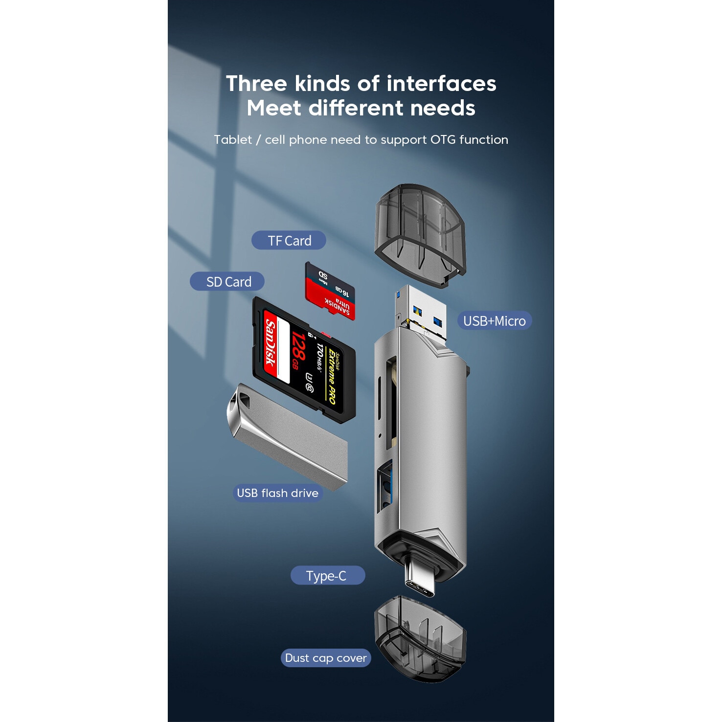 6 az 1-ben USB3.0-C típusú Micro USB univerzális OTG kártyaolvasó ...
