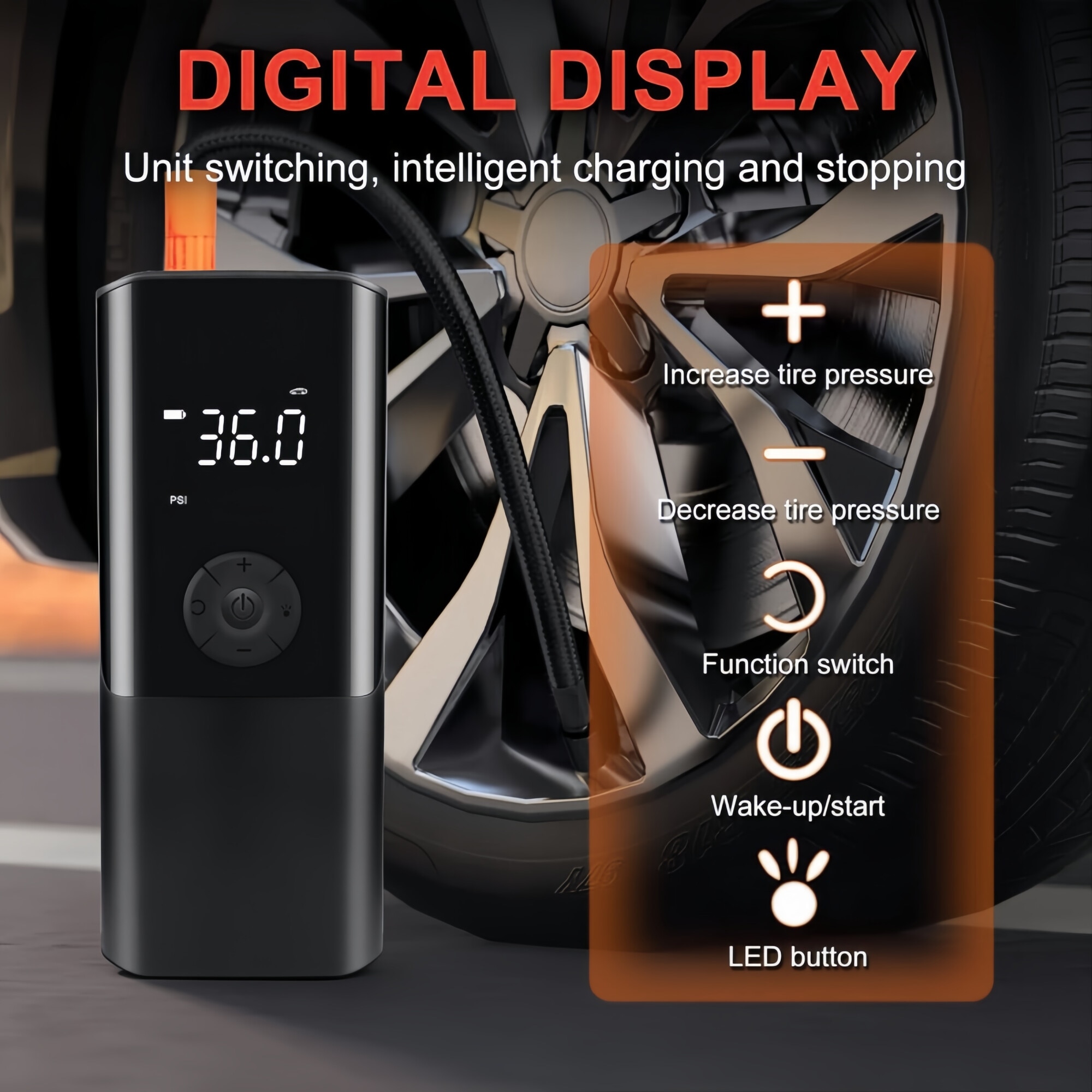 Compresor Auto Portabil, Pentru masina, motocicleta, bicicleta, Saltele ...