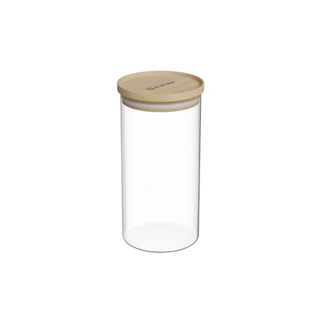 Recipient sticla Zokura, diametru 7cm, 350ml, cu capac din bambus - eMAG.ro