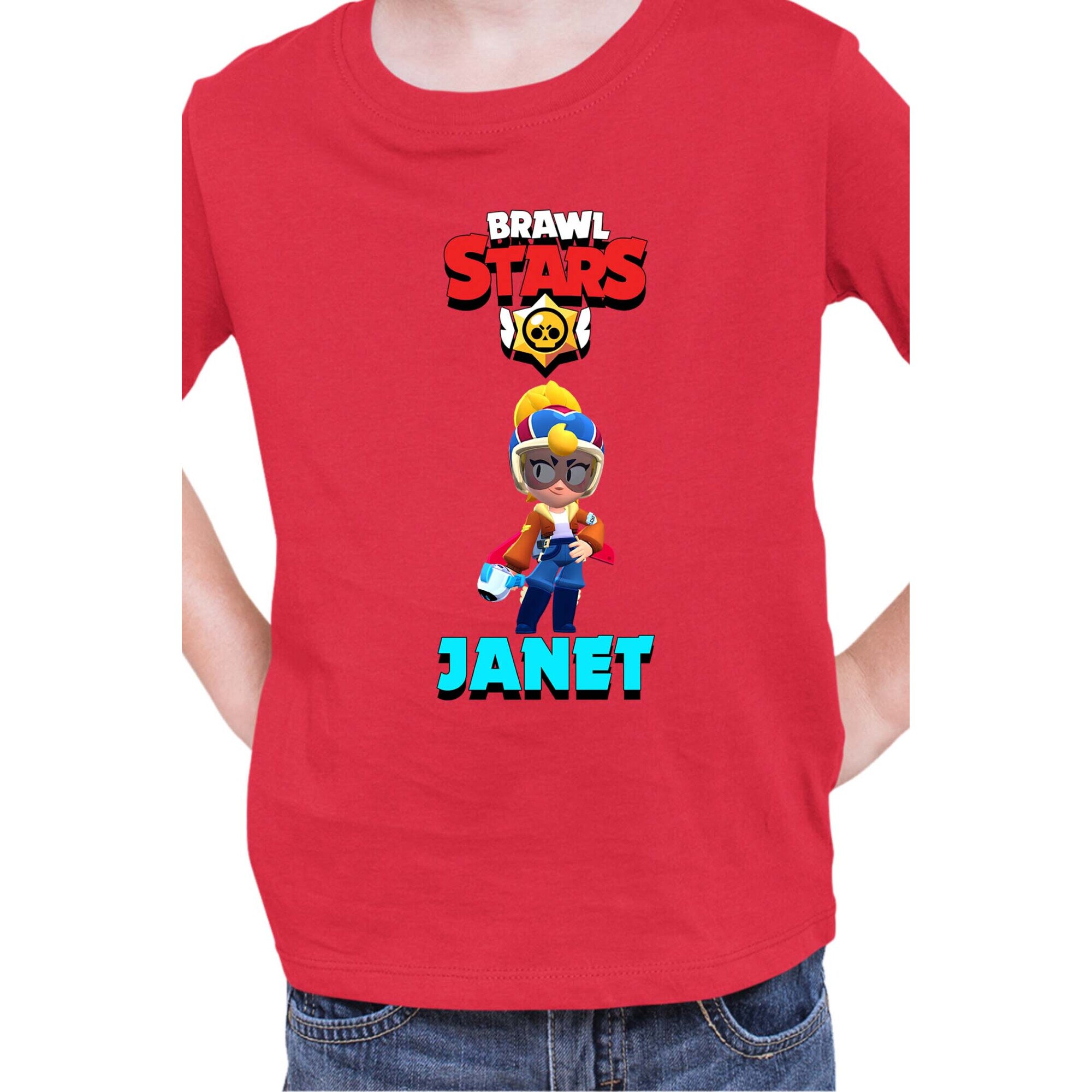 Детска тениска Brawl Stars Tralala Janet G Force, Червен, 3-4 г. (104 ...