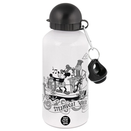 Sticla de apa metalica, Mickey steamboat, 500ml, alb, 16x7.2cm - eMAG.ro