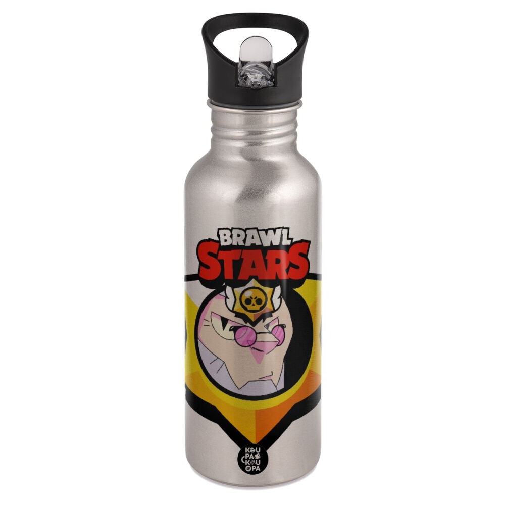 Brawl Stars Byron, Sticla de apa Silver cu paie, inox 600ml - eMAG.ro