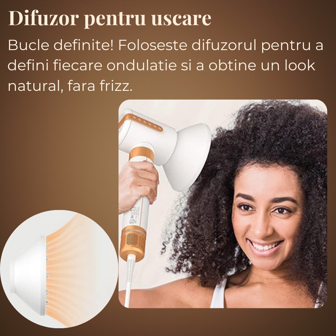 Set uscator de par 7 in 1 INOMEVIX®, 1400W, 3 Viteze si 3 Trepte ...