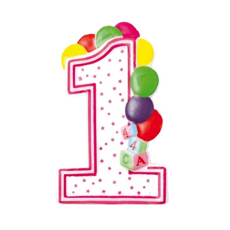 Lumanare figurina cifra 1 roz cu baloane, Radar 51474, 1 bucata - eMAG.ro