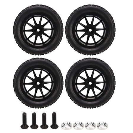 Set 4 roti pentru masina RC 1/16, Mmgoqqt, cauciuc, negru, 76x30mm ...